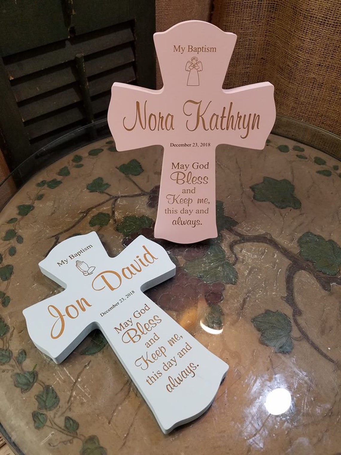 Cross Personalized Laser Engraved wall Hanging Cross New | Etsy