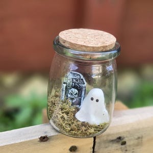 Ghost in a Jar: Handmade Clay Ghost Terrarium - Goth Halloween Decor - Etsy
