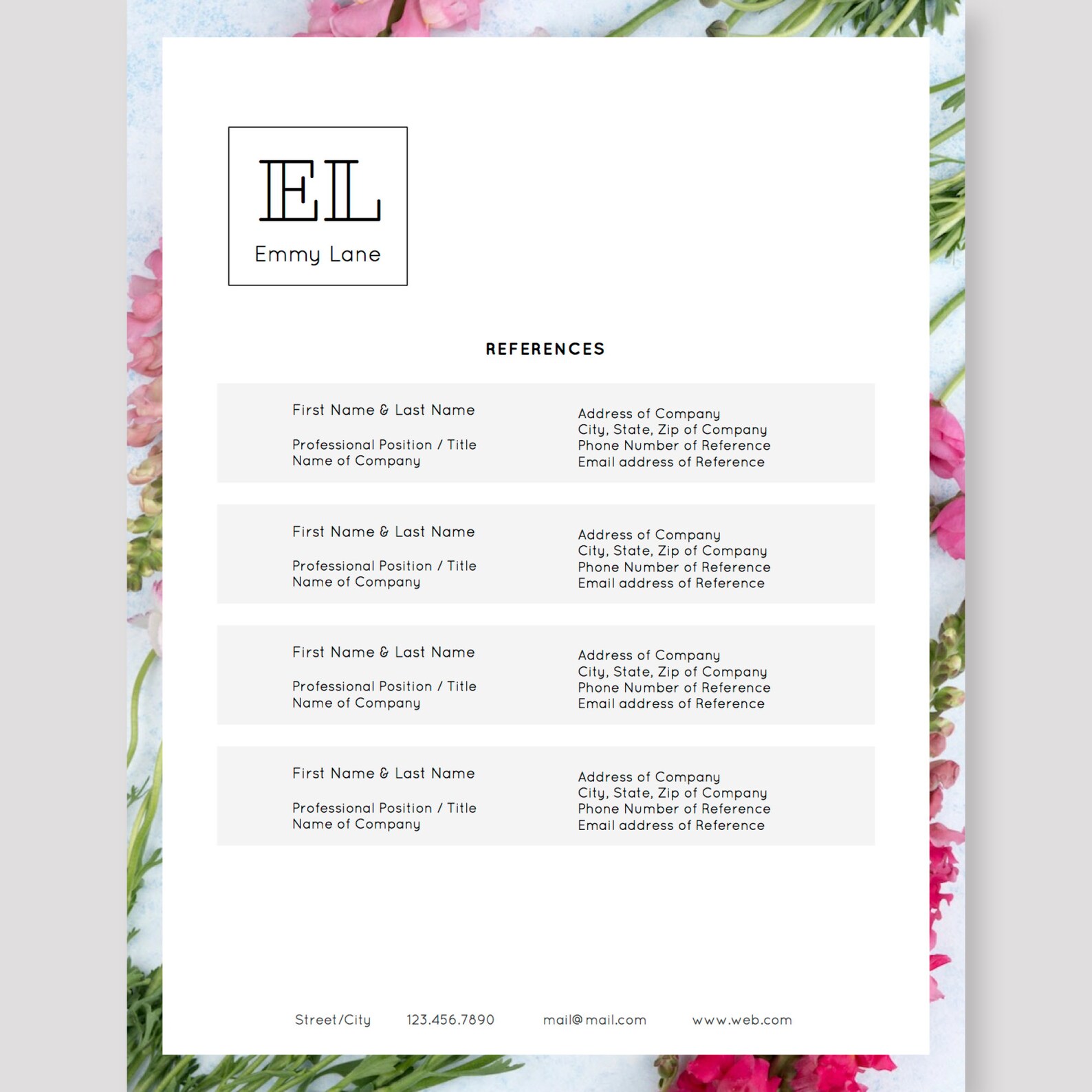 Professional Resume Template + Coverletter + Reference Page / Modern ...