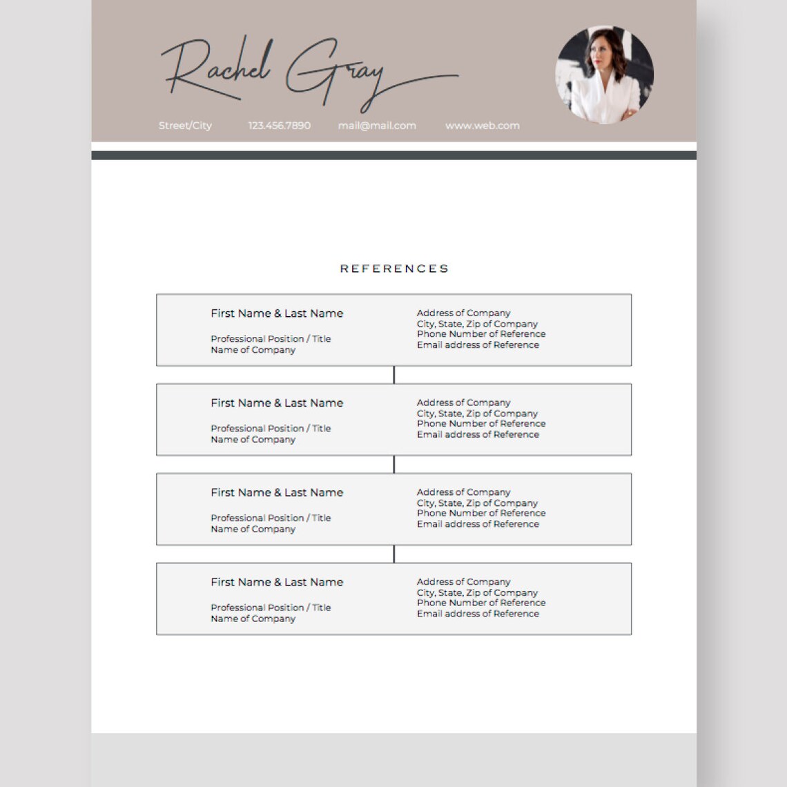 Professional Resume Template + Coverletter + Reference Page / Classic ...