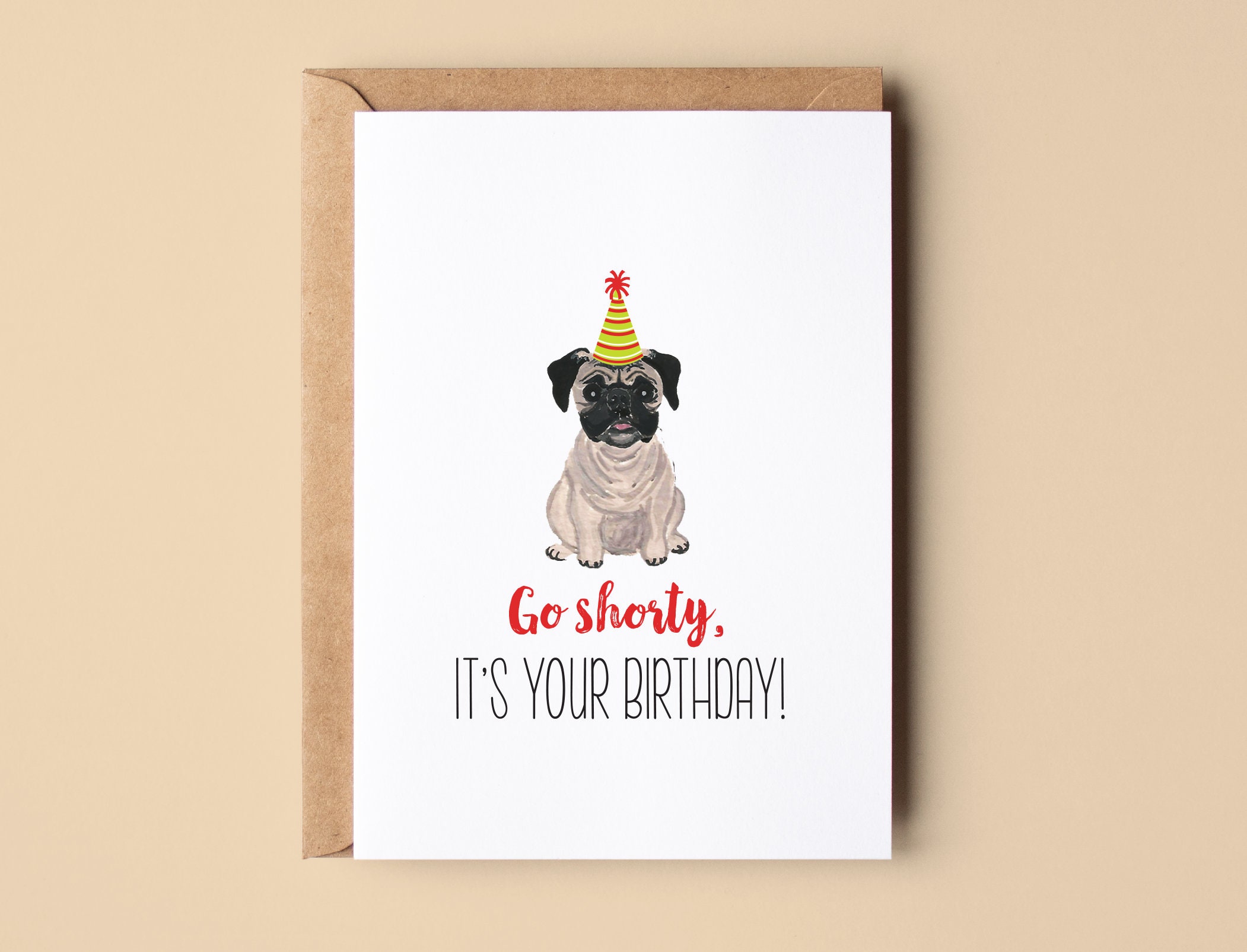 Dog Cards, Pug Card, Pug Birthday Card, Pug, Birthday, Greeting Cards ...