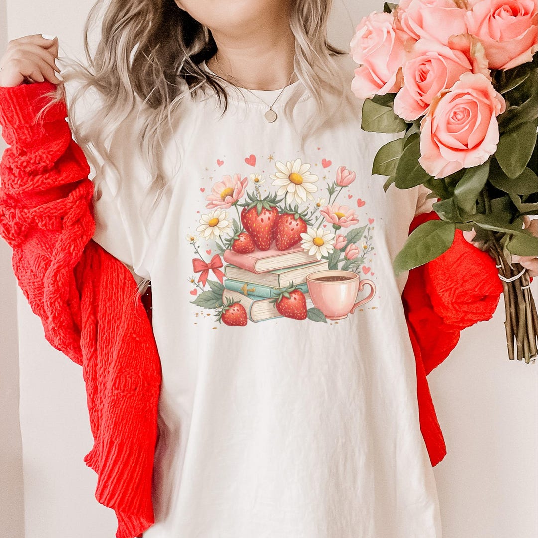 Teacher Appreciation Gifts, Strawberry Book T-shirt, Teacher Gifts ...