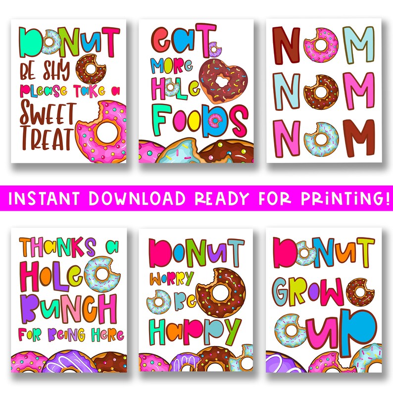Donut Party Signs Digital Bundle. Printable Donut Theme Party - Etsy