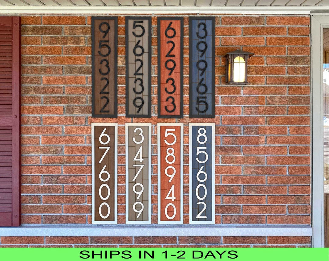 Vertical House Numbers, Address Sign, Front Porch Decor, Address Plaque ...