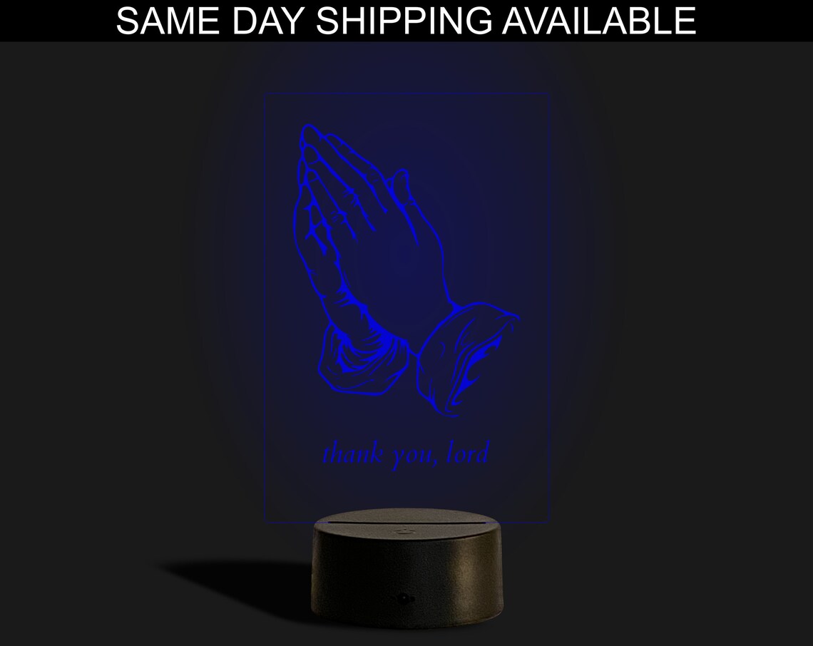 Praying Hands LED Light. Personalized LED Lamp. LED Sign. Remote ...
