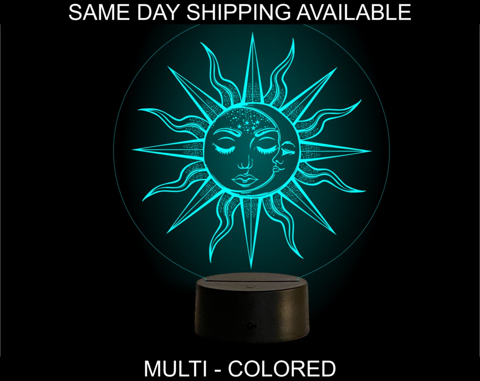 Sun and Moon LED Night Light. LED Lamp. LED Sign. Remote - Etsy