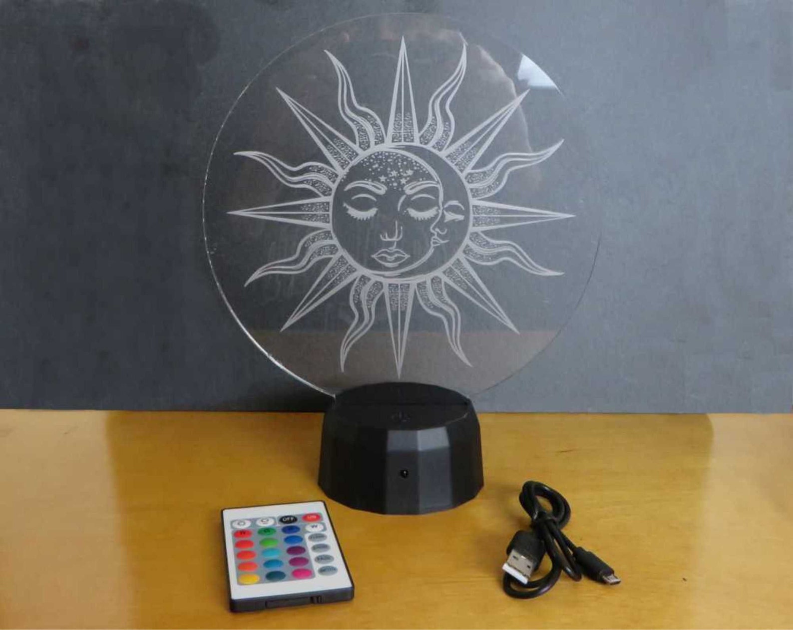 Sun and Moon LED Night Light. LED Lamp. LED Sign. Remote - Etsy