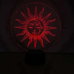 Sun and Moon LED night light. LED lamp. LED sign. Remote | Etsy