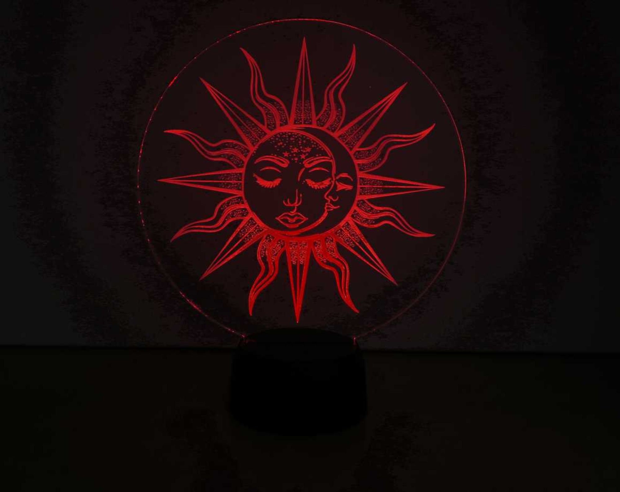 Sun and Moon LED night light. LED lamp. LED sign. Remote | Etsy
