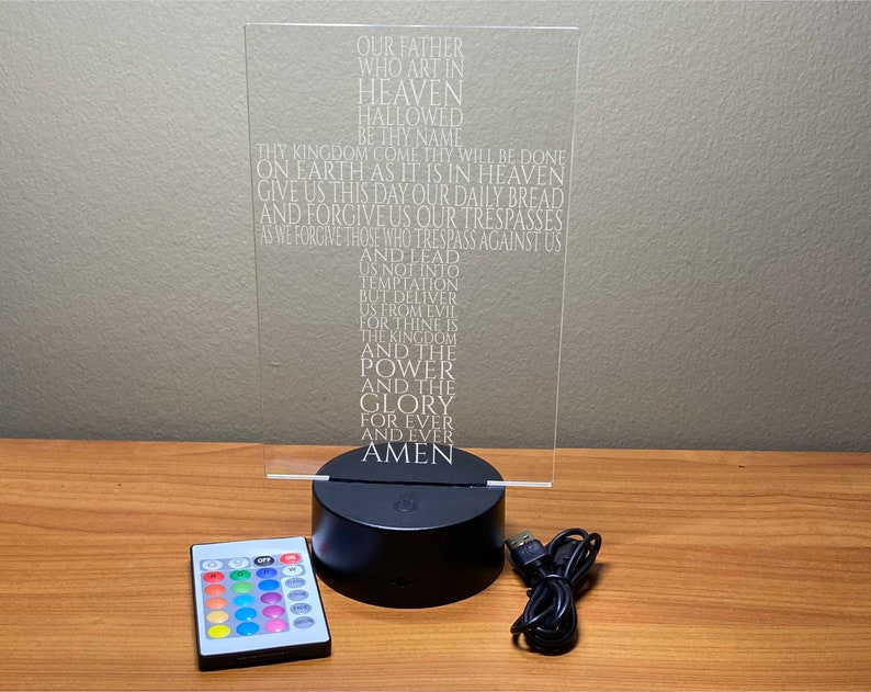 Lords Prayer Cross LED Light. Personalized LED Lamp. LED Sign. - Etsy
