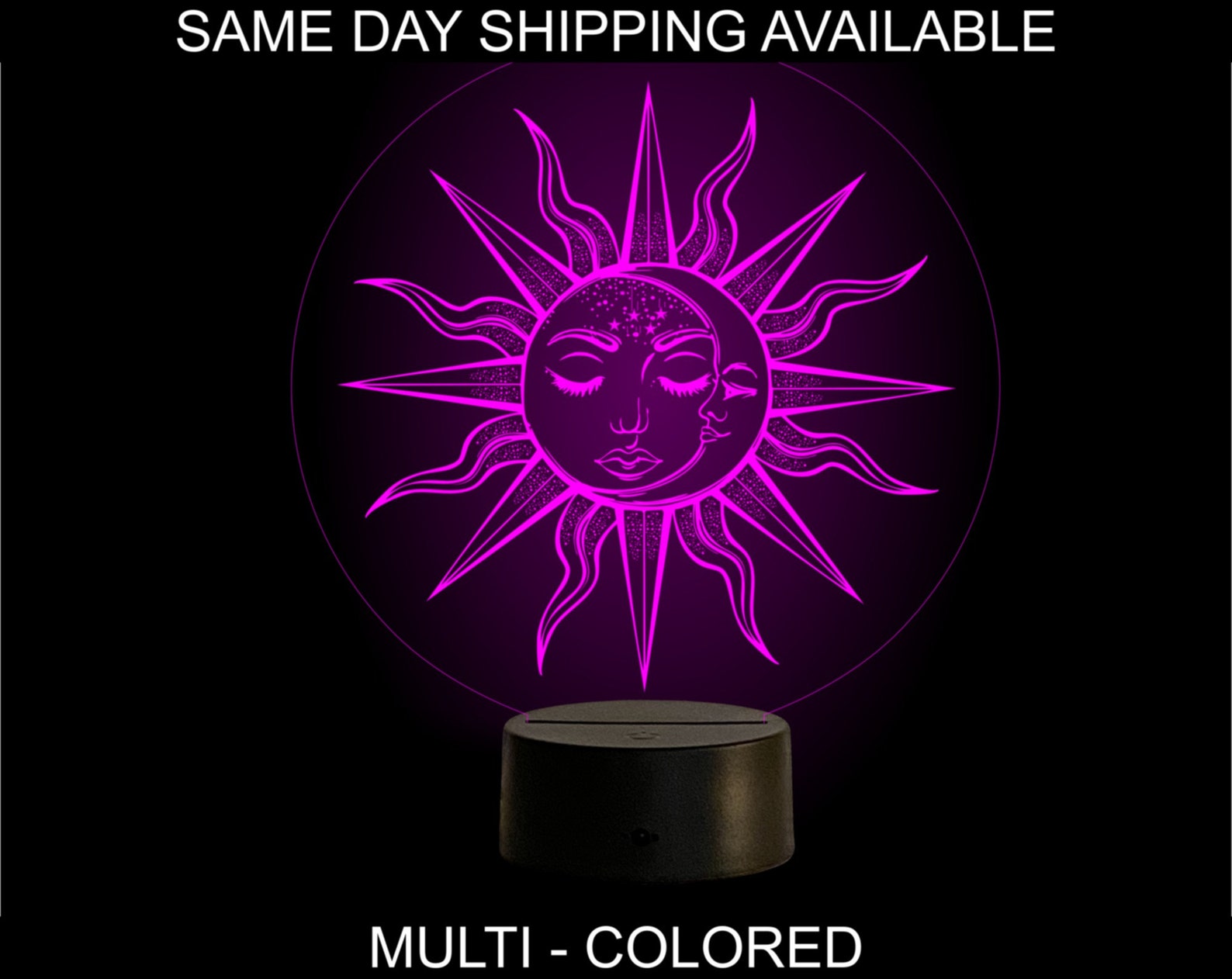 Sun and Moon LED Night Light. LED Lamp. LED Sign. Remote Control ...