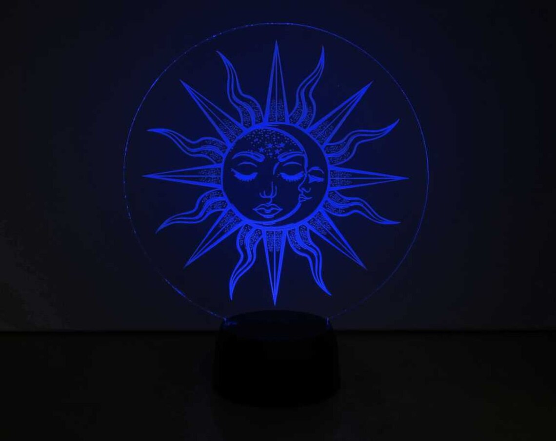Sun and Moon LED night light. LED lamp. LED sign. Remote | Etsy