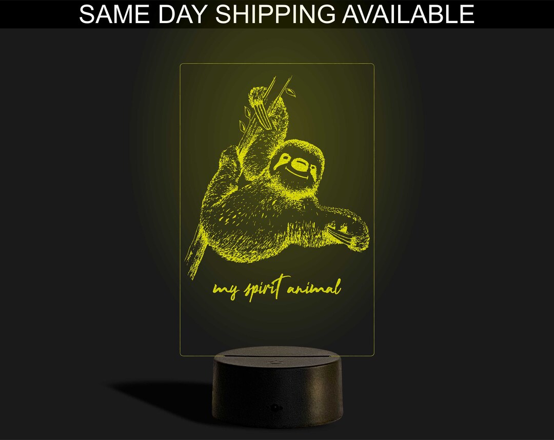 Sloth LED Night Light for Kids. Personalized LED Lamp. LED Sign. Remote ...