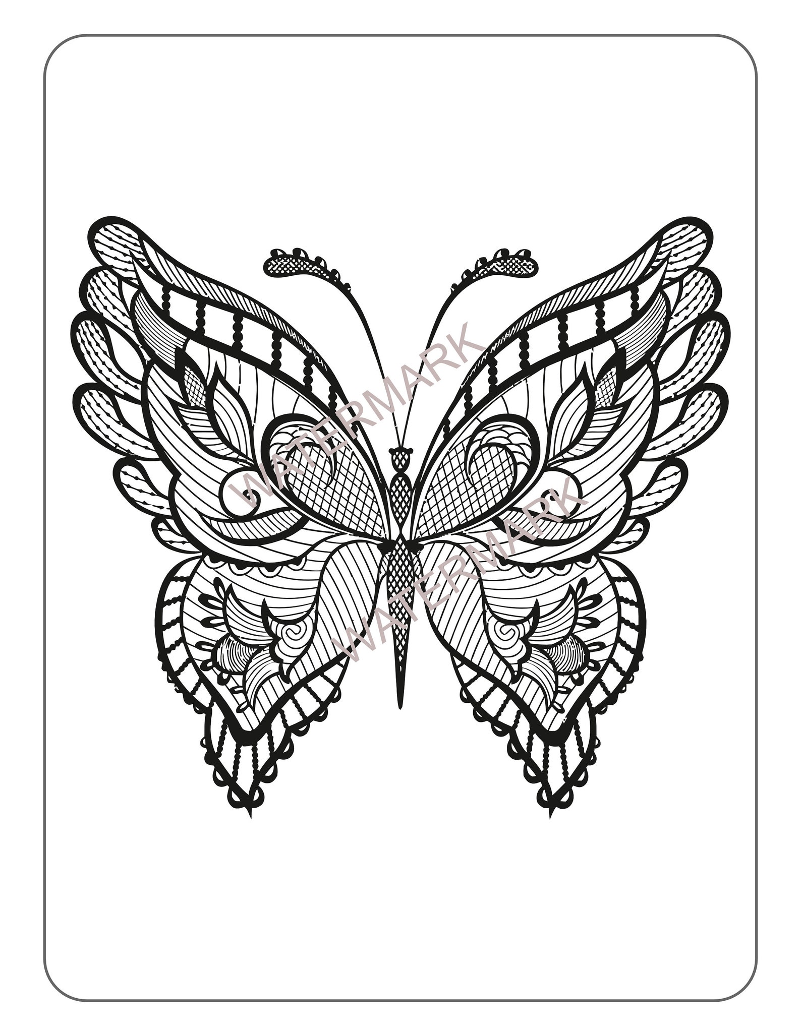 20 Beautiful Zentangle Butterfly Coloring Pages Digital And | Etsy