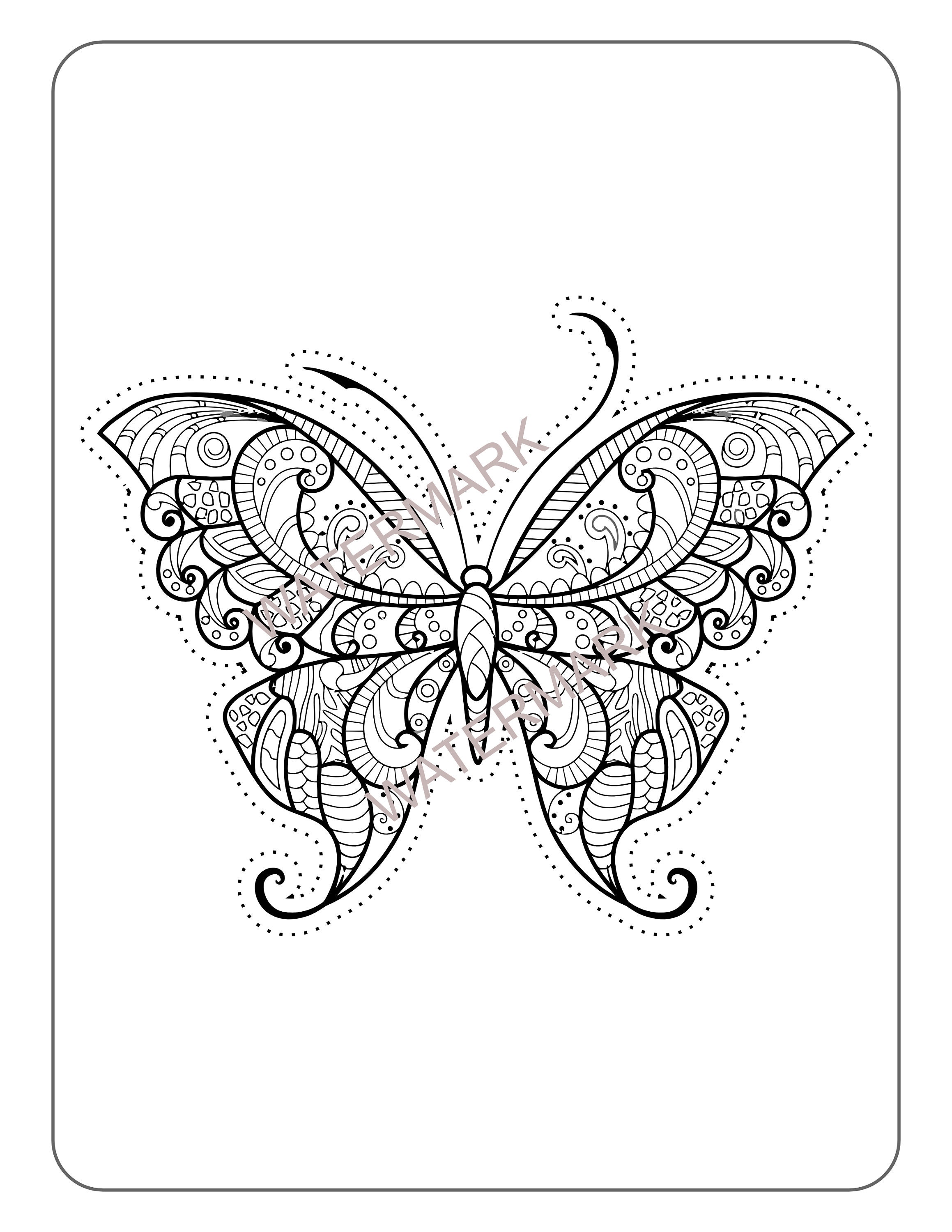 20 Beautiful Zentangle Butterfly Coloring Pages Digital And | Etsy