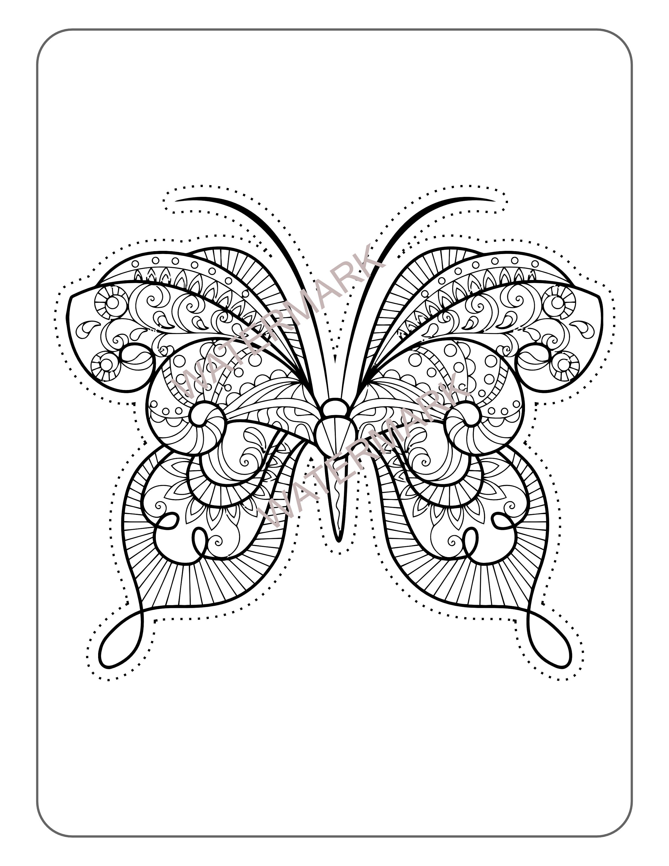 20 Beautiful Zentangle Butterfly Coloring Pages Digital And | Etsy