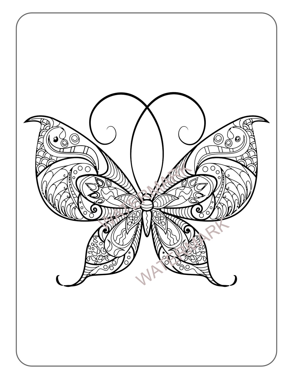 20 Beautiful Zentangle Butterfly Coloring Pages Digital And Etsy
