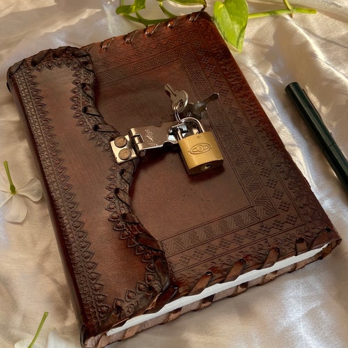 Leather Journal With Lock and Key Leather Notebook Travel - Etsy Australia
