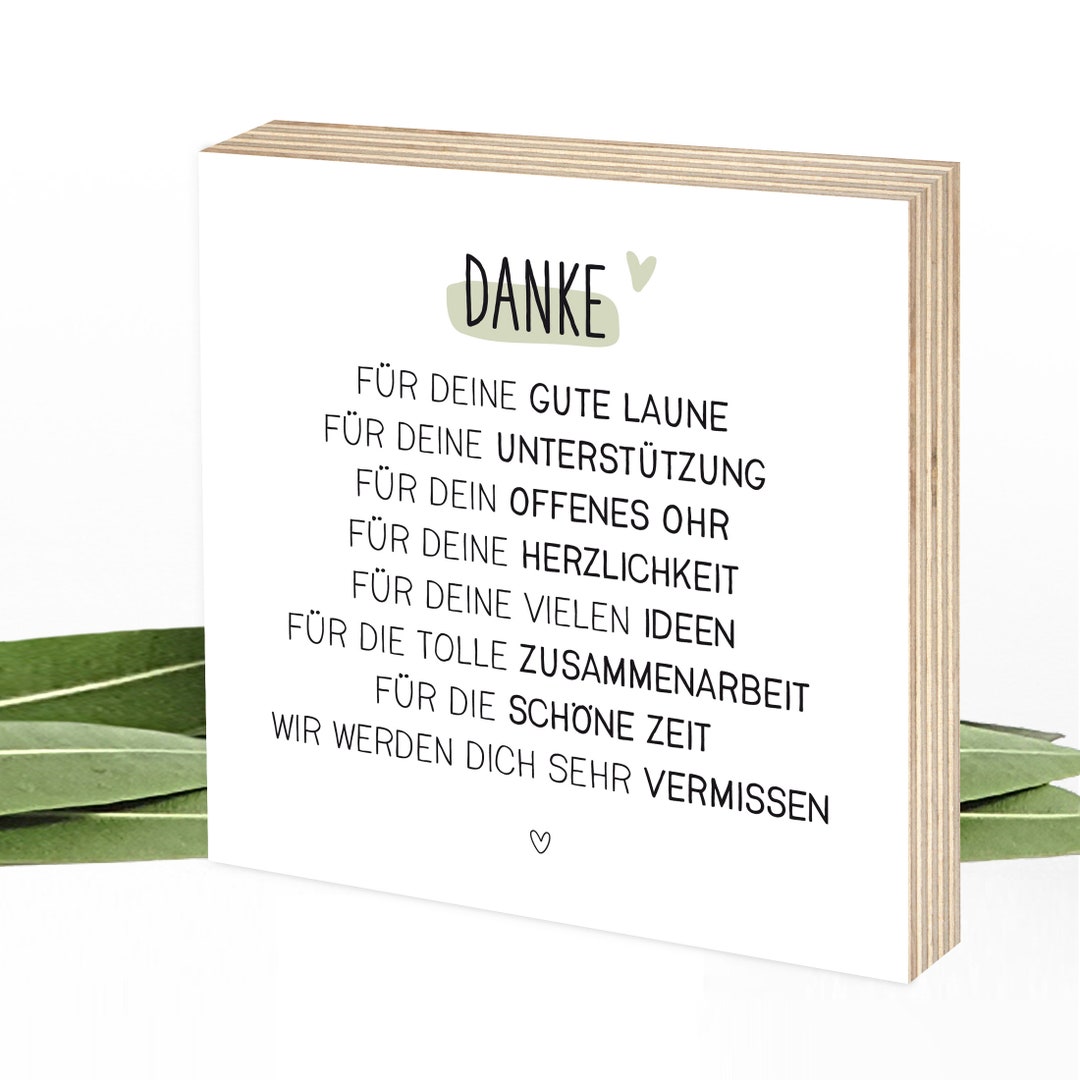 Abschiedsgeschenk Kollegin - Geschenk Abschied Danke Kollege - Holzbild ...