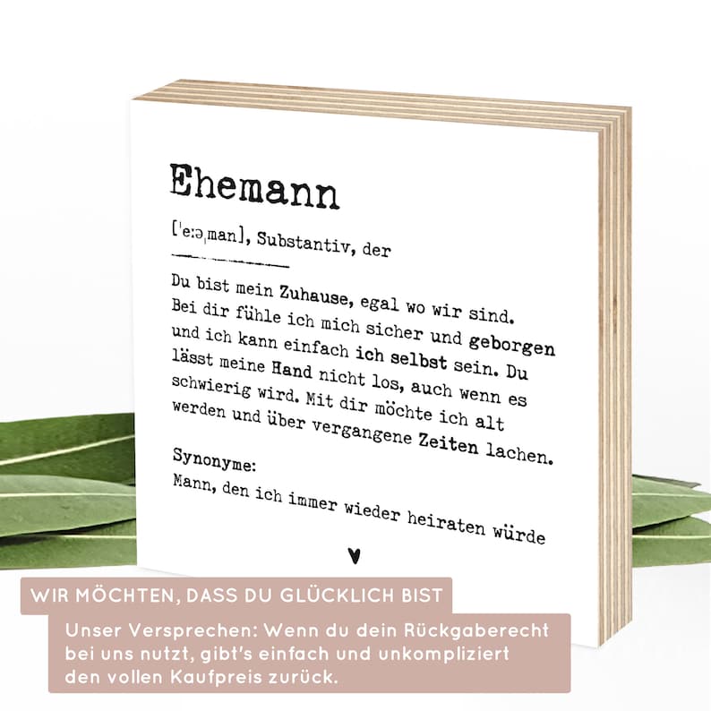 Definition Ehemann Liebe Geschenk Mann Hochzeitstag Holzbild zum ...