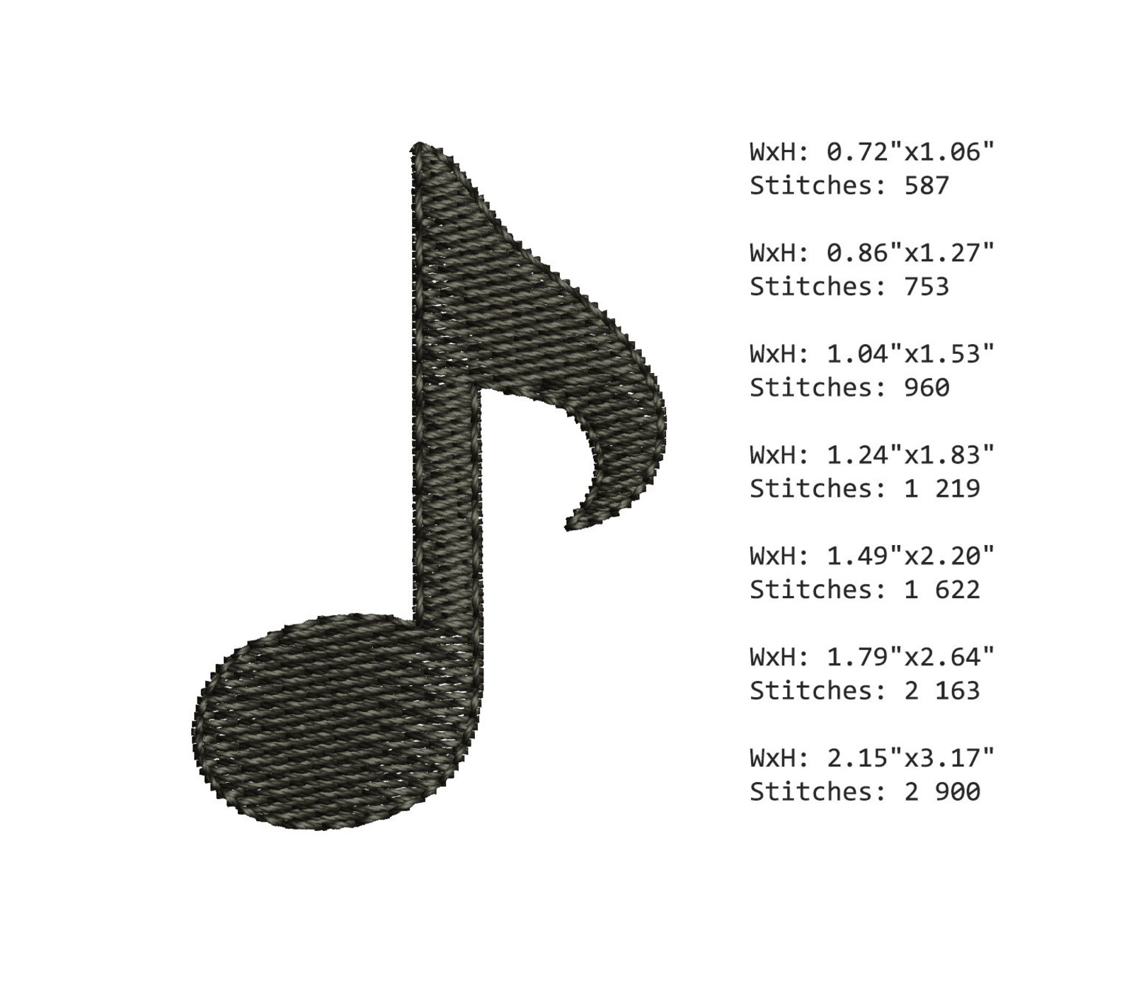 Mini Musical Notes Machine Embroidery Design 5 in 1 set 7 | Etsy