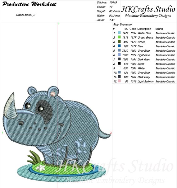 Craft Supplies & Tools Sewing Baby Rhino Machine Embroidery Design ...
