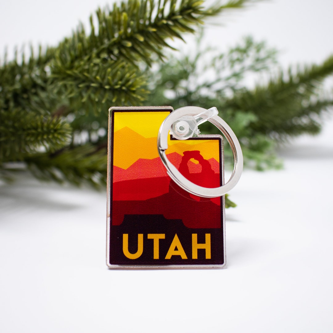 Utah State Keychain Clear Acrylic Keychain Utah Souvenir - Etsy
