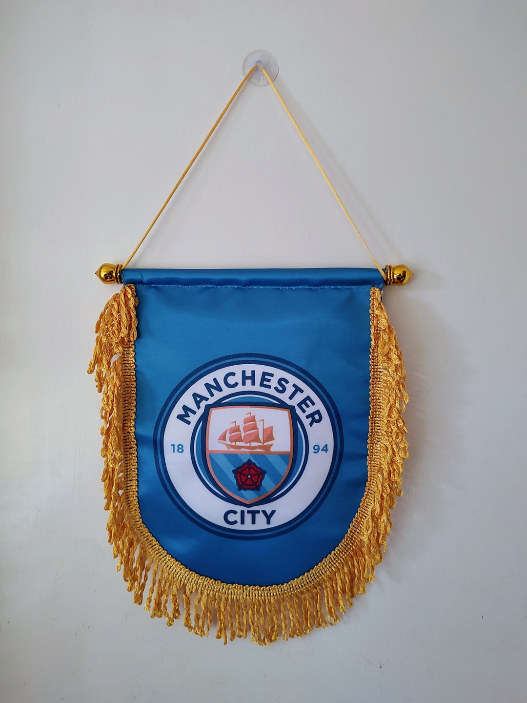 Manchester City Club Crest Commemorative Pennant, Size 10" X 12.5" - Etsy