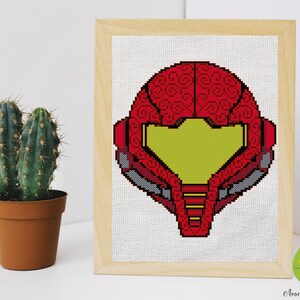 Metroid Samus Aran Helmet Cross Stitch Pattern. Video - Etsy