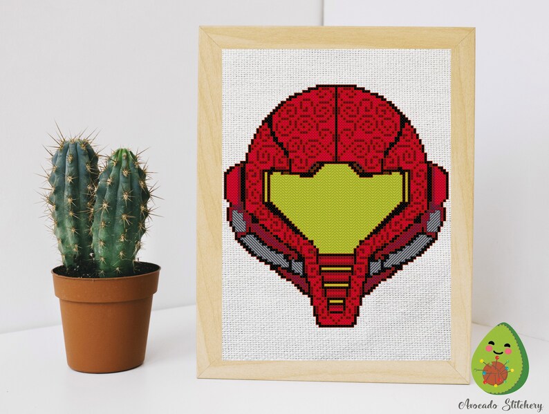 Metroid Samus Aran Helmet Cross Stitch Pattern. Video - Etsy
