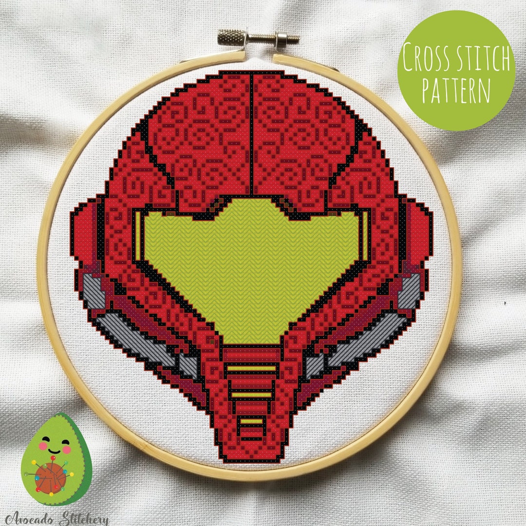 Metroid Samus Aran Helmet Cross Stitch Pattern. Video - Etsy