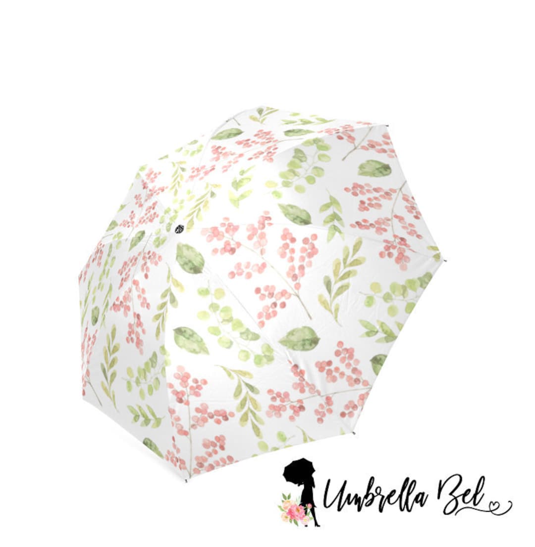 Beautiful Rain Umbrella, Floral, Umbrella for Women, Leaves and Berries ...