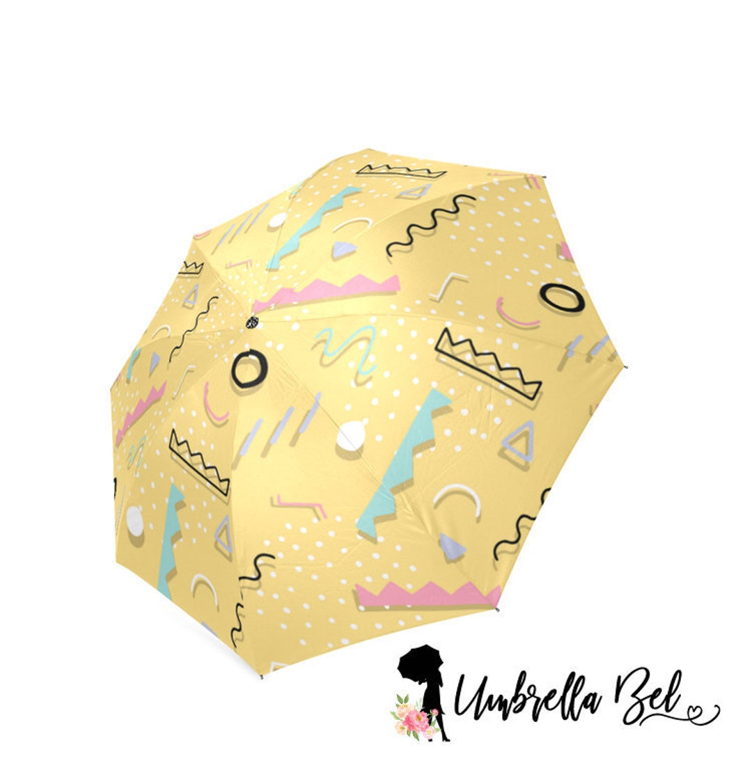 Yellow 80s Retro Style Rain Umbrella for Women, Fun Umbrella, Retro ...