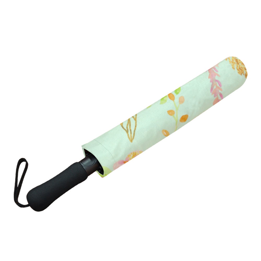 Rose Umbrella, Gold Rose Design Rain Umbrella, Womens Umbrella, Peach ...