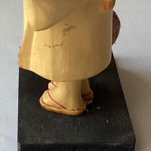 VTG Japanese Ceramic Boy Figurine on Wooden Base, Signed, 6" Tall - Etsy