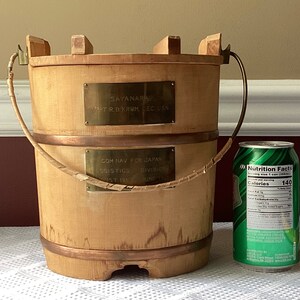 Vintage US Navy Memorabilia, Japanese Hand Carved Wooden Bucket - Etsy