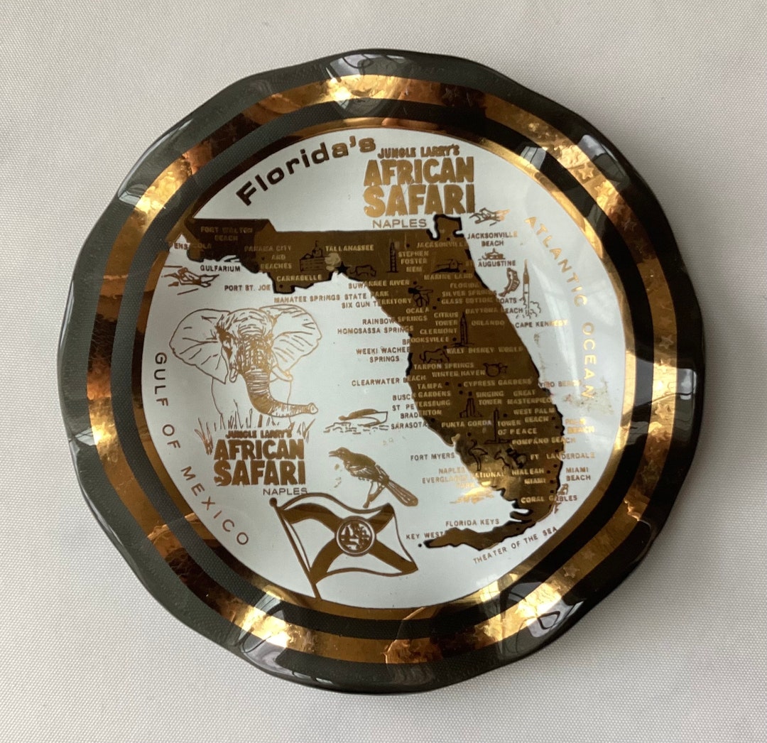Vintage Florida’s African Safari Glass Souvenir Dish, 5 1/8" Wide - Etsy