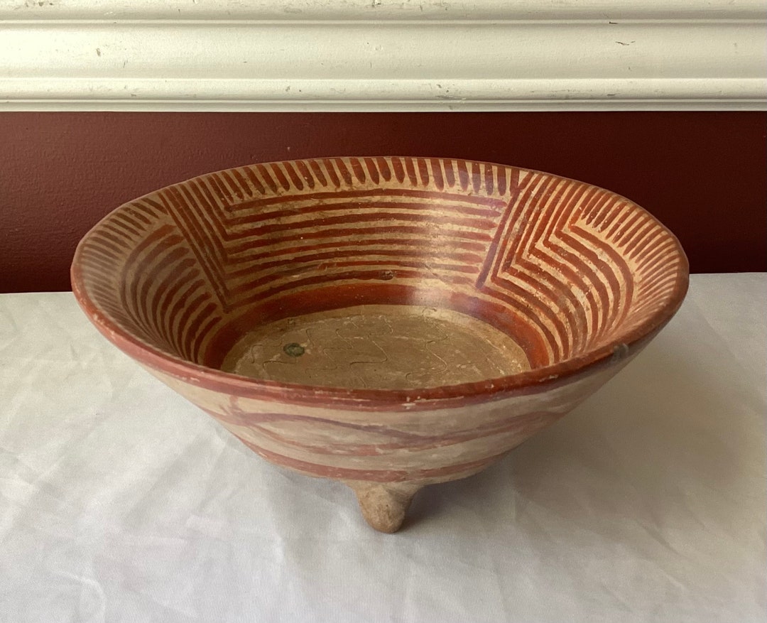 Antique/vintage Mayan Pottery Footed Bowl - Etsy