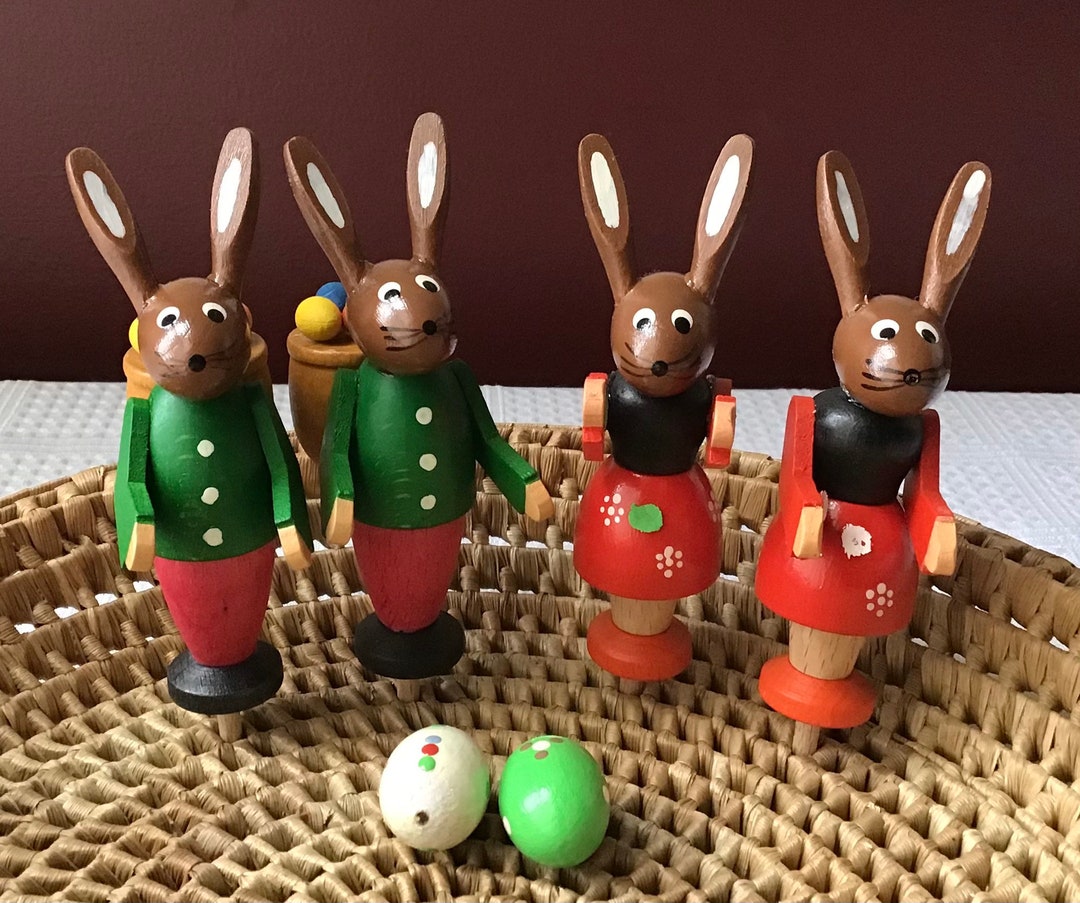 Vintage 6-piece German Easter Decor, Bunny Rabbits and Eggs - Etsy