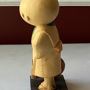 VTG Japanese Ceramic Boy Figurine on Wooden Base, Signed, 6" Tall - Etsy