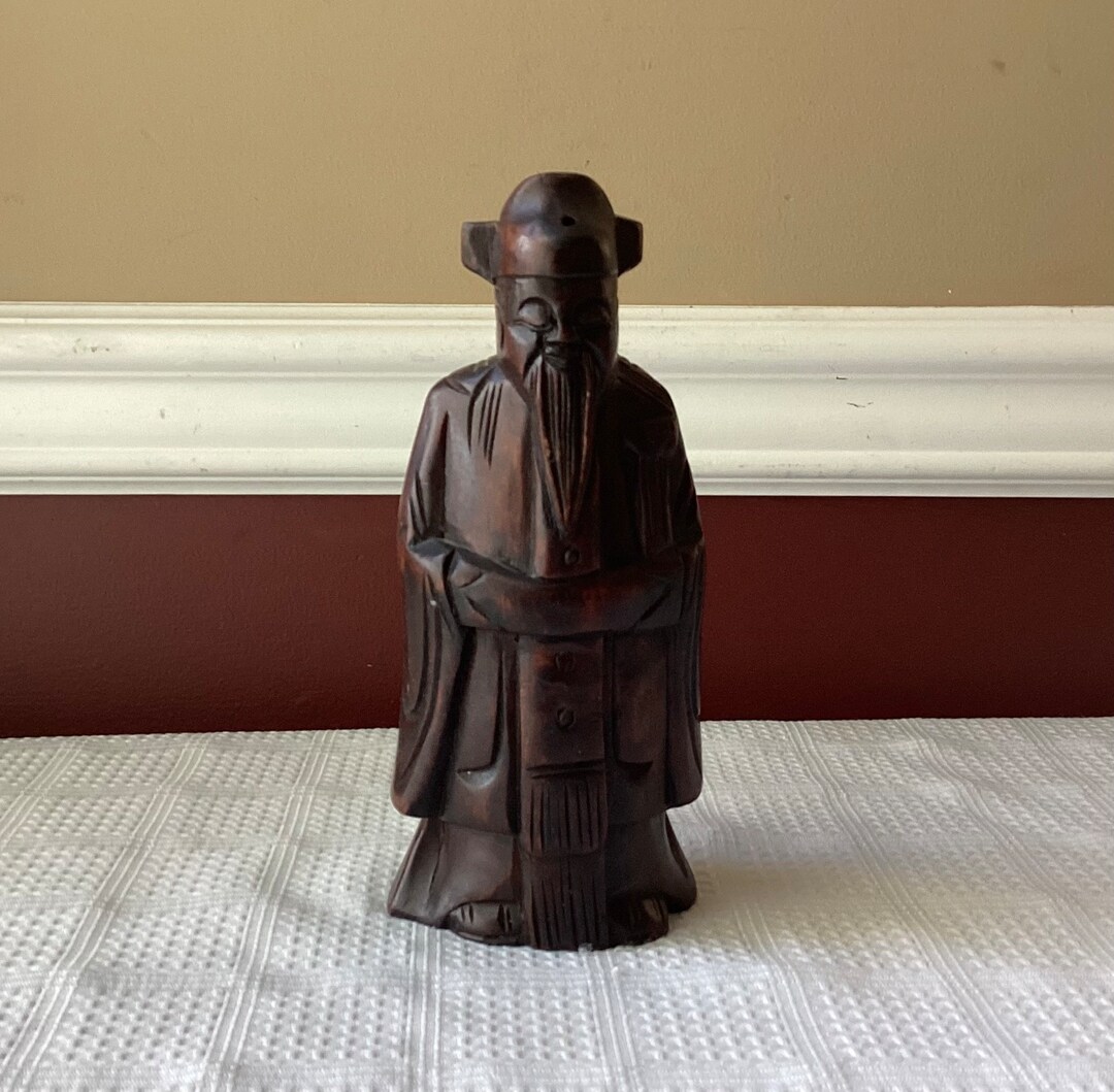 VTG Chinese Wooden Hand Carved Figurine Yuen Cheng Taiwan, Republic of ...