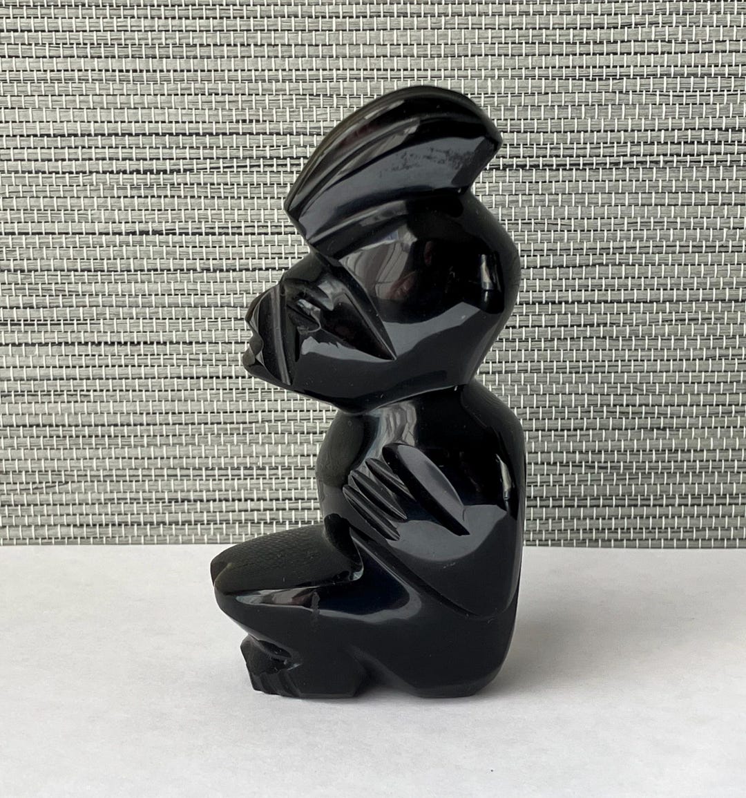 Vintage Small Black Obsidian Aztec/mayan God Sculpture Figurine, 3 3/4 ...