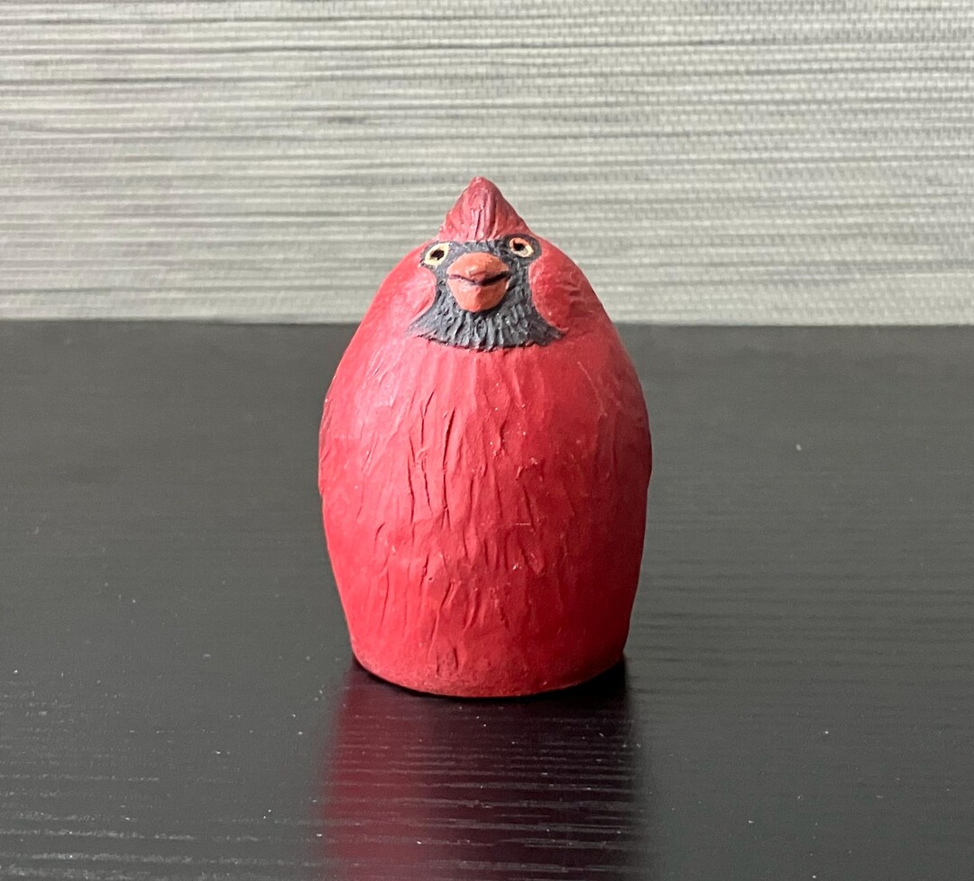Vintage Composite Red Male Northern Cardinal Figurine, 2 1/2