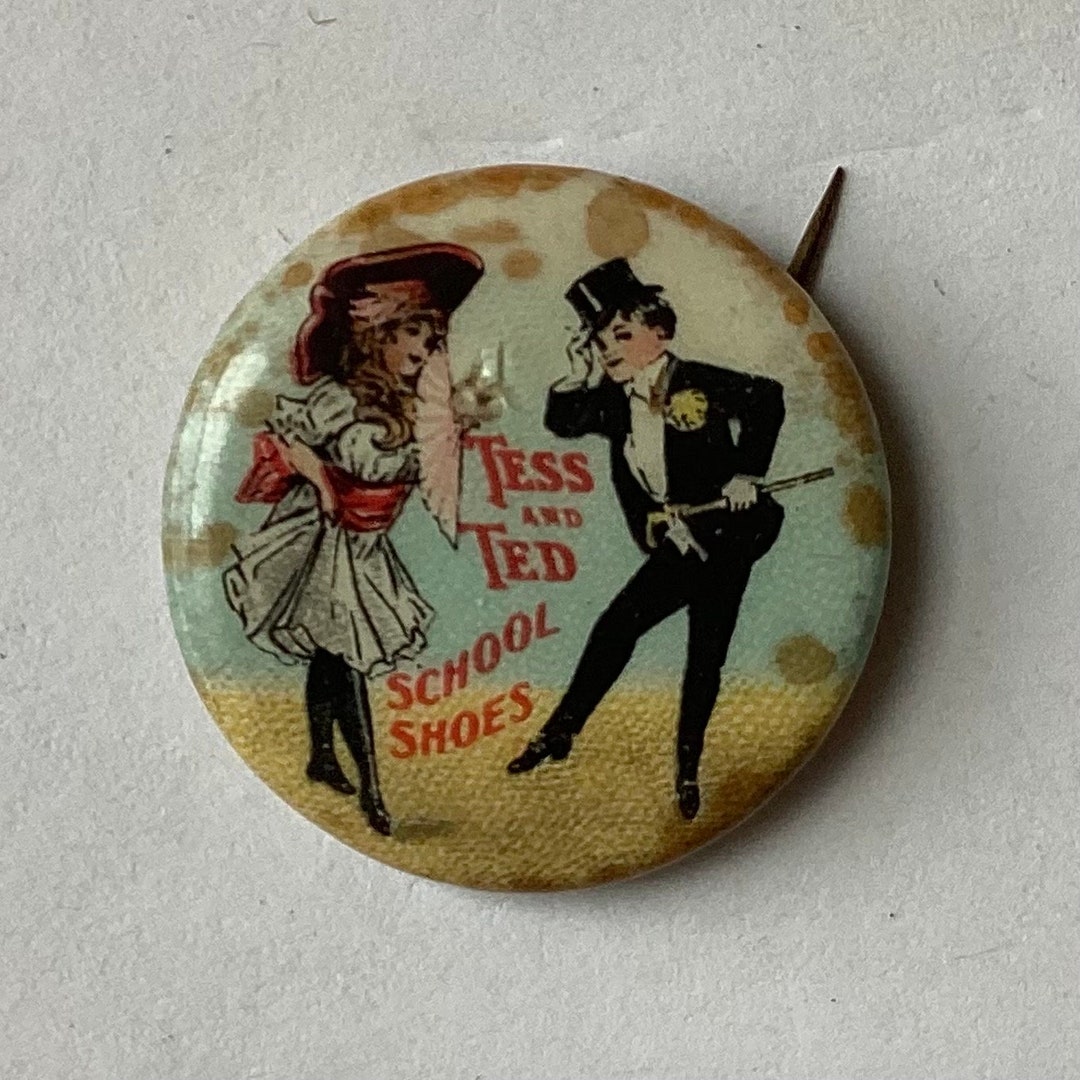 Antique Tess and Ted School Shoes Pin, Roberts, Johnson, and Rand Shoe ...