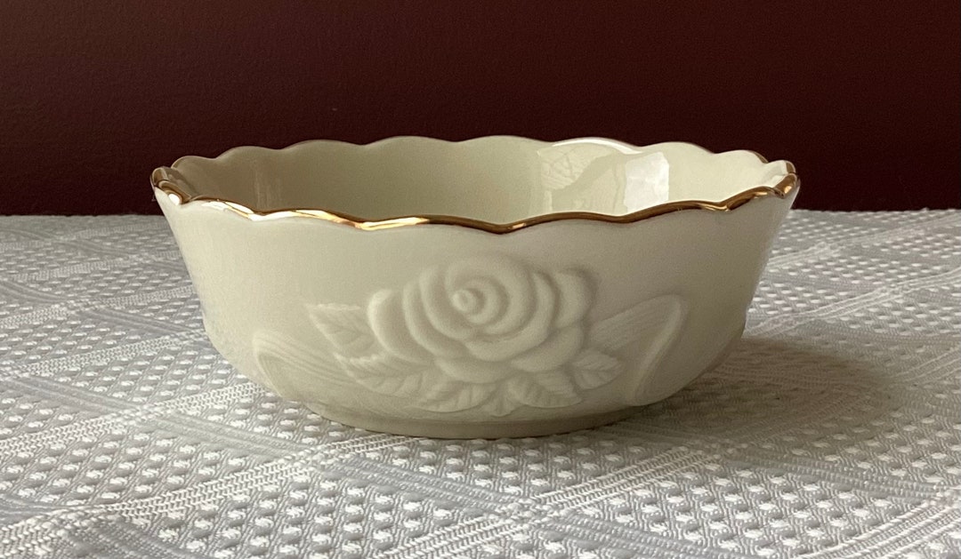 Small Lenox Porcelain Bowl, Embossed Rose-design, 4 1/2” W X 1 5/8” T ...