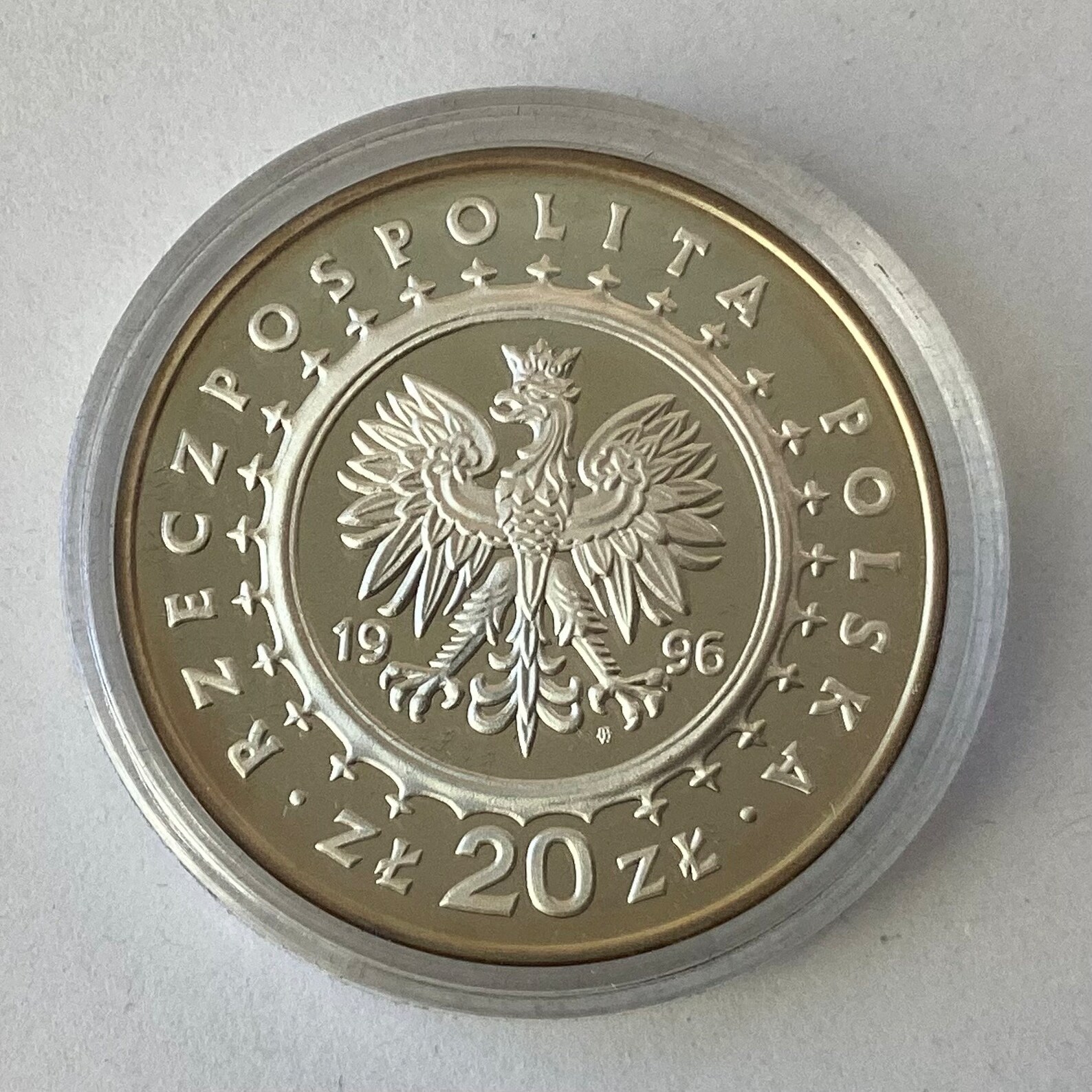 VTG 20 Zlotych Silver Proof Coin, Poland 1996, W L. Warminskim 38.6MM ...