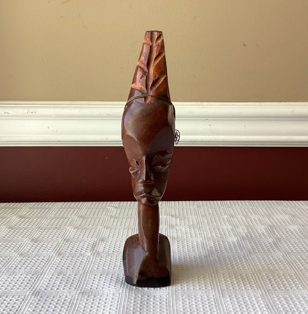 Vintage African Zulu Tribal Style Carved Wooden Female Figurine, 10” T ...