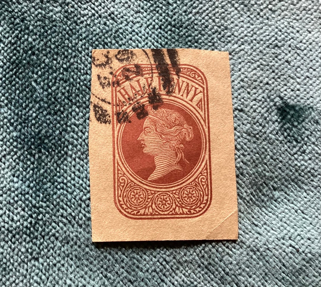 Antique 19th C. Gb-queen Victoria Half Penny Letter Stationery Stamp - Etsy