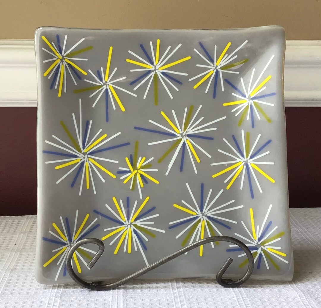 Vintage Greek Mixaha Square Art Glass Plate, 8” X 8” - Etsy