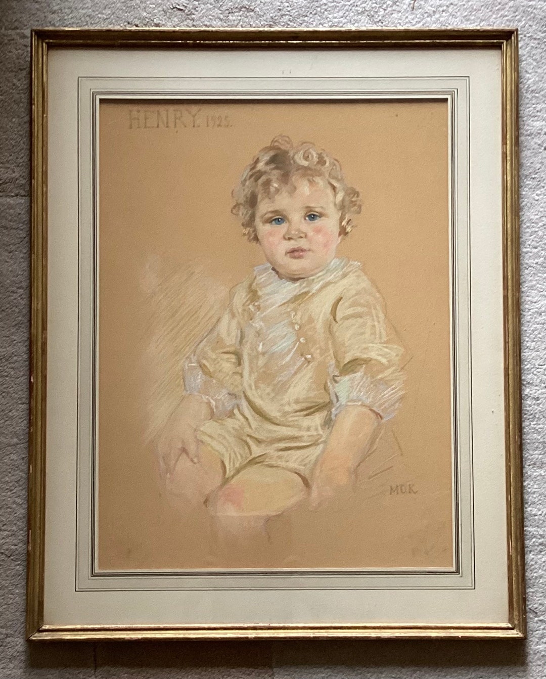 Large Original Pastel on Paper Portrait of A Baby Boy, “henry 1925 ...